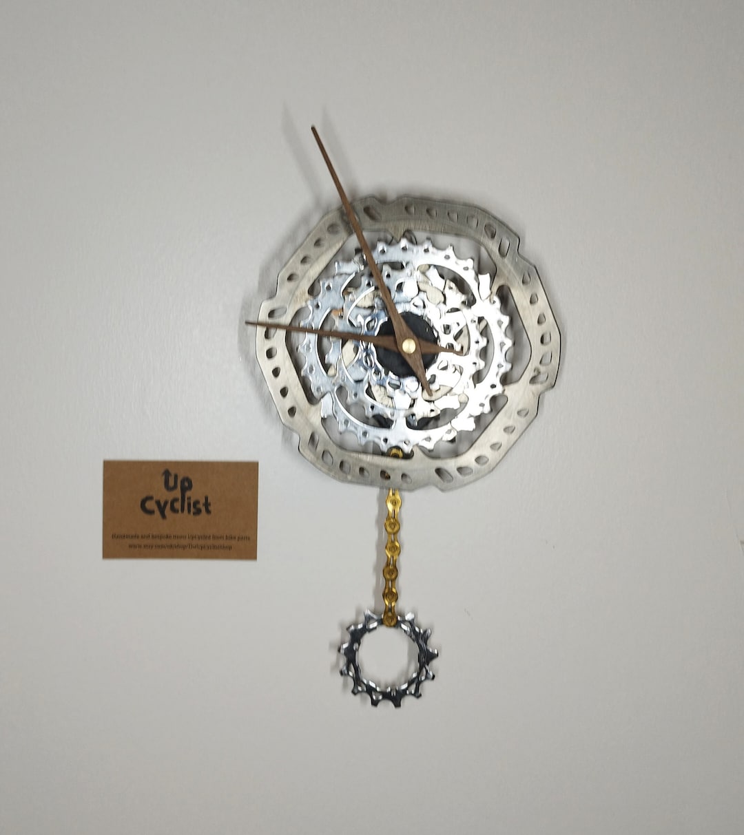 Cycle Clock With Pendulum, Upcycled Bike Parts With Wooden Hands - Etsy