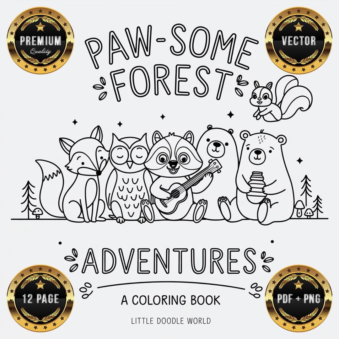 Woodland Animal Coloring Book | Printable Forest Adventure | Digital ...