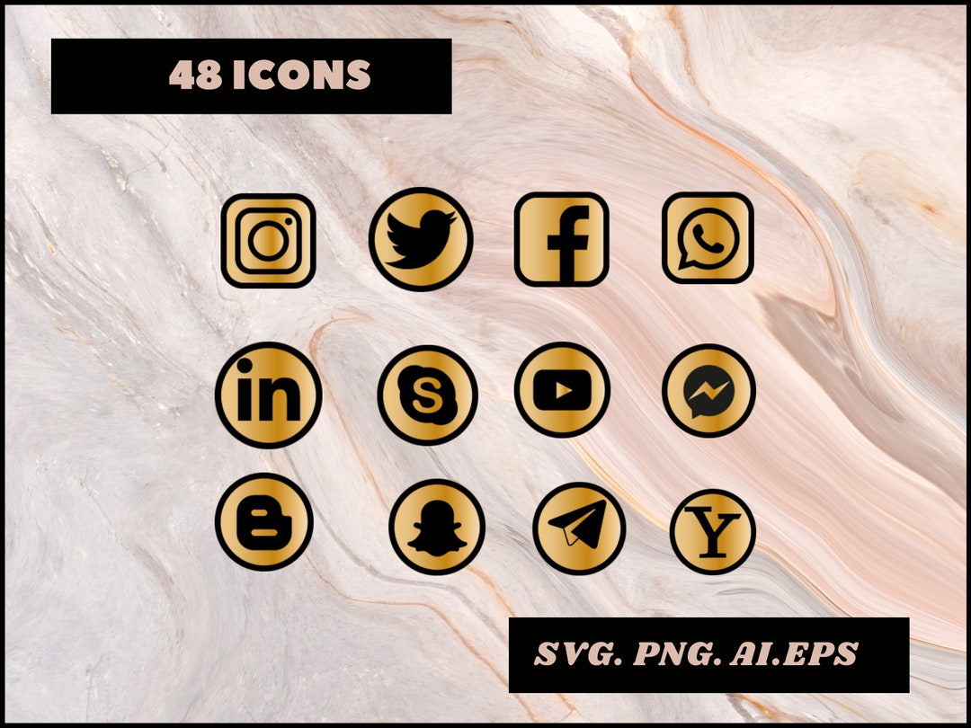 Gold and Black Social Media Icons Svg for Email Signature Social Media ...