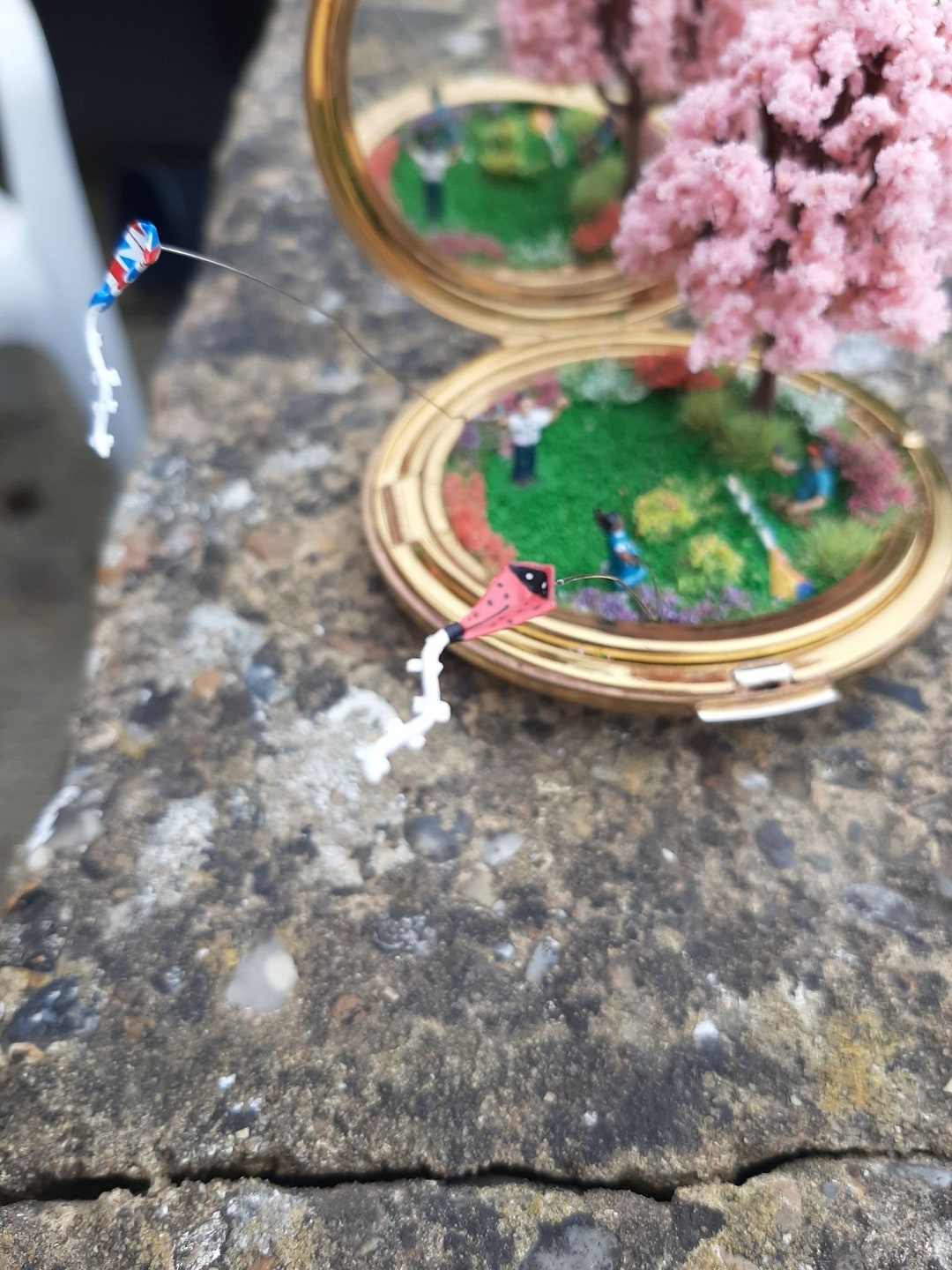 Diorama, Flying Kite, Handmade, Children, Windy Fun, Vintage Powder ...