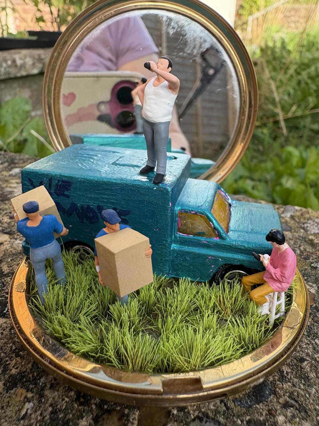 Miniature Moving Day Diorama – Tiny People & Vintage Moving Van Scene ...