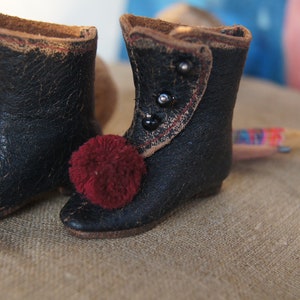 Doll Shoes "pompom Bordo" for Antique Doll French Style.(2,08inch/53mm ...