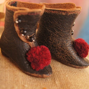 Doll Shoes "pompom Bordo" for Antique Doll French Style.(2,08inch/53mm ...