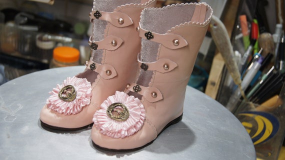 Beautiful Leather Shoes cotton Candy for Antique | Etsy