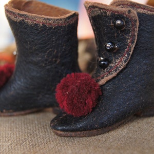 Doll Shoes "pompom Bordo" for Antique Doll French Style.(2,08inch/53mm ...