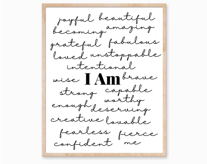 Inspirational Wall Art, I AM Printable, Affirmation Wall Art, Positive ...