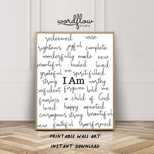 I AM Print Christian Wall Art Inspirational Wall Art - Etsy