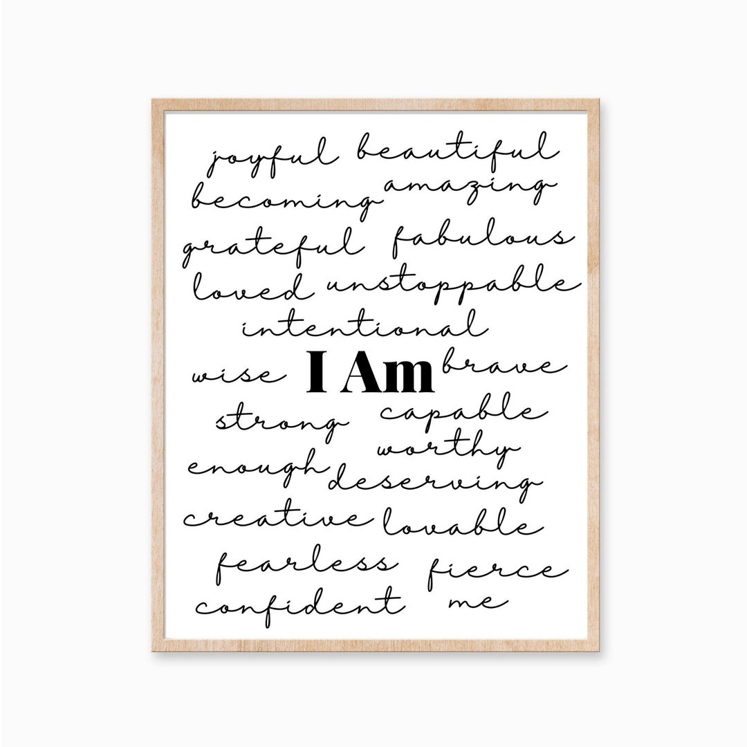 Inspirational Wall Art I AM Printable Affirmation Wall Art - Etsy