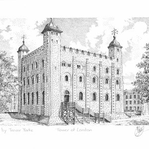 Tower of London, London, England. ORIGINAL Pen and Ink Drawing With ...