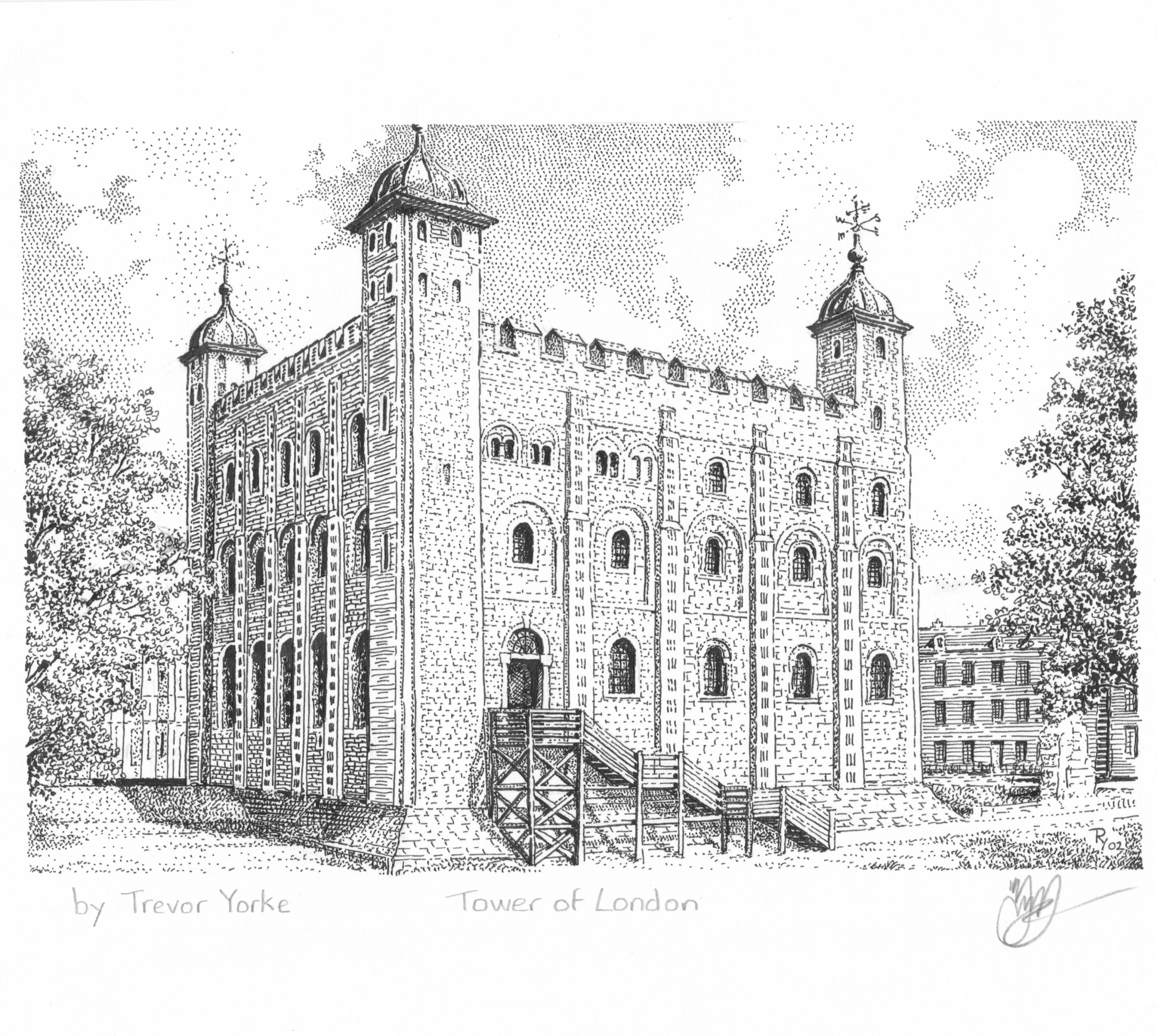Tower of London, London, England. ORIGINAL Pen and Ink Drawing With ...