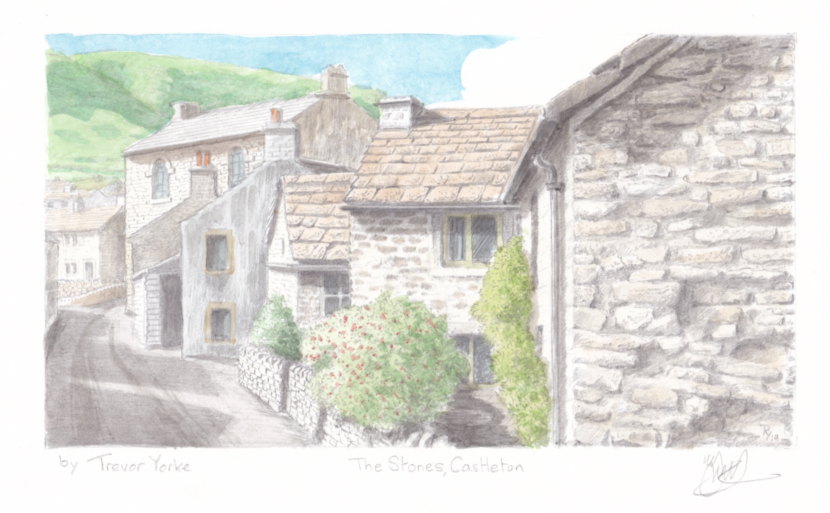 The Stones, Castleton, Derbyshire. ORIGINAL Pencil Drawing With ...