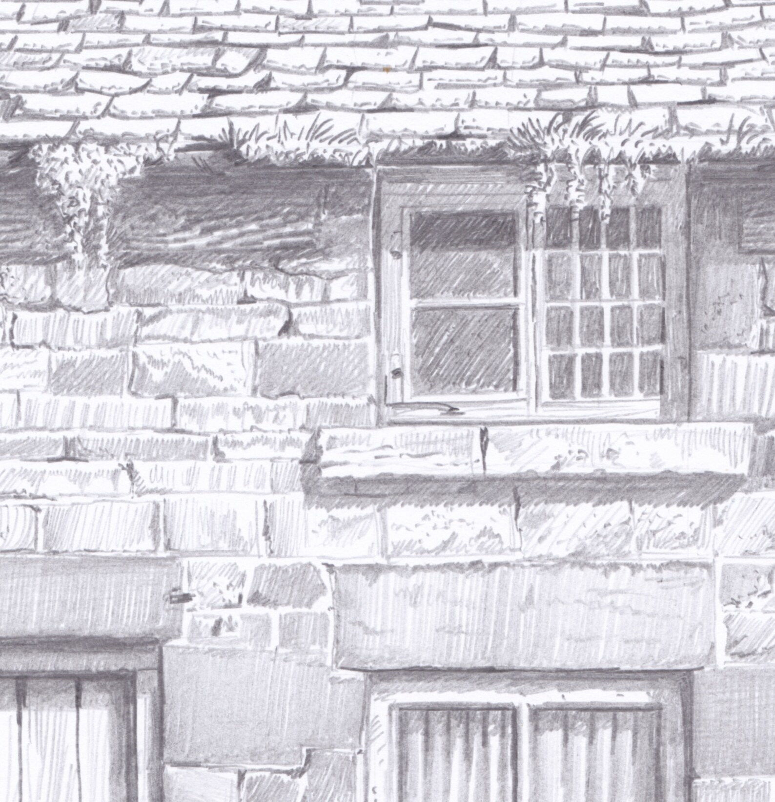 Old Cottage, Chipping Campden, Cotswolds, England. ORIGINAL Pencil ...