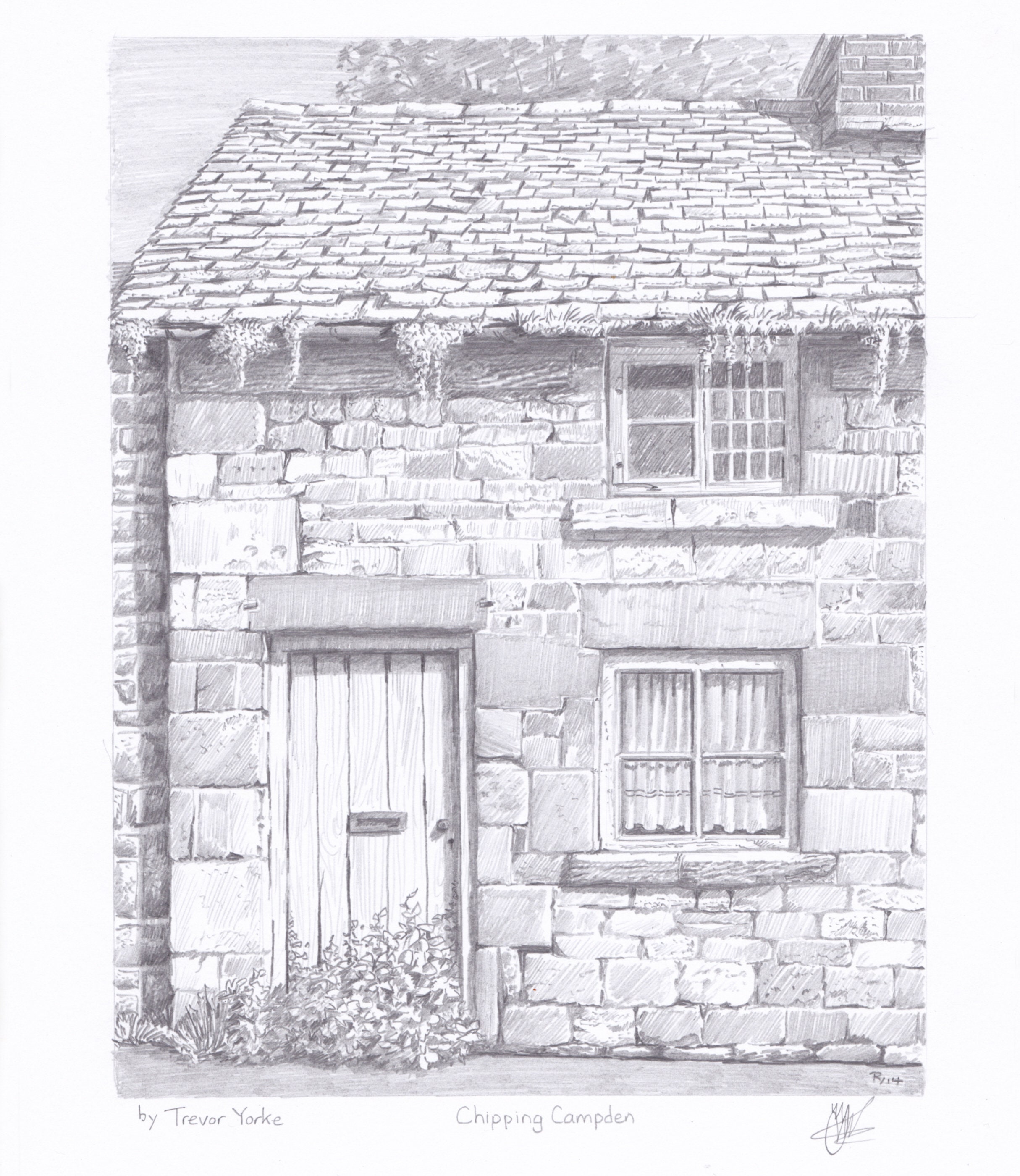 Old Cottage, Chipping Campden, Cotswolds, England. ORIGINAL Pencil ...