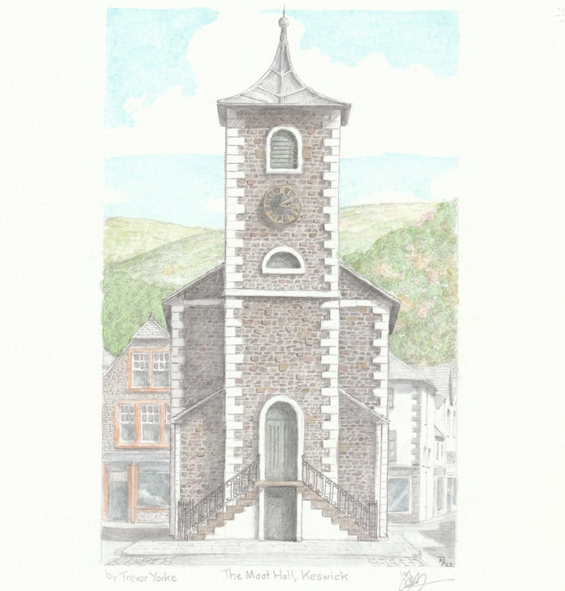 The Moot Hall, Keswick, the English Lake District, Cumbria. ORIGINAL ...