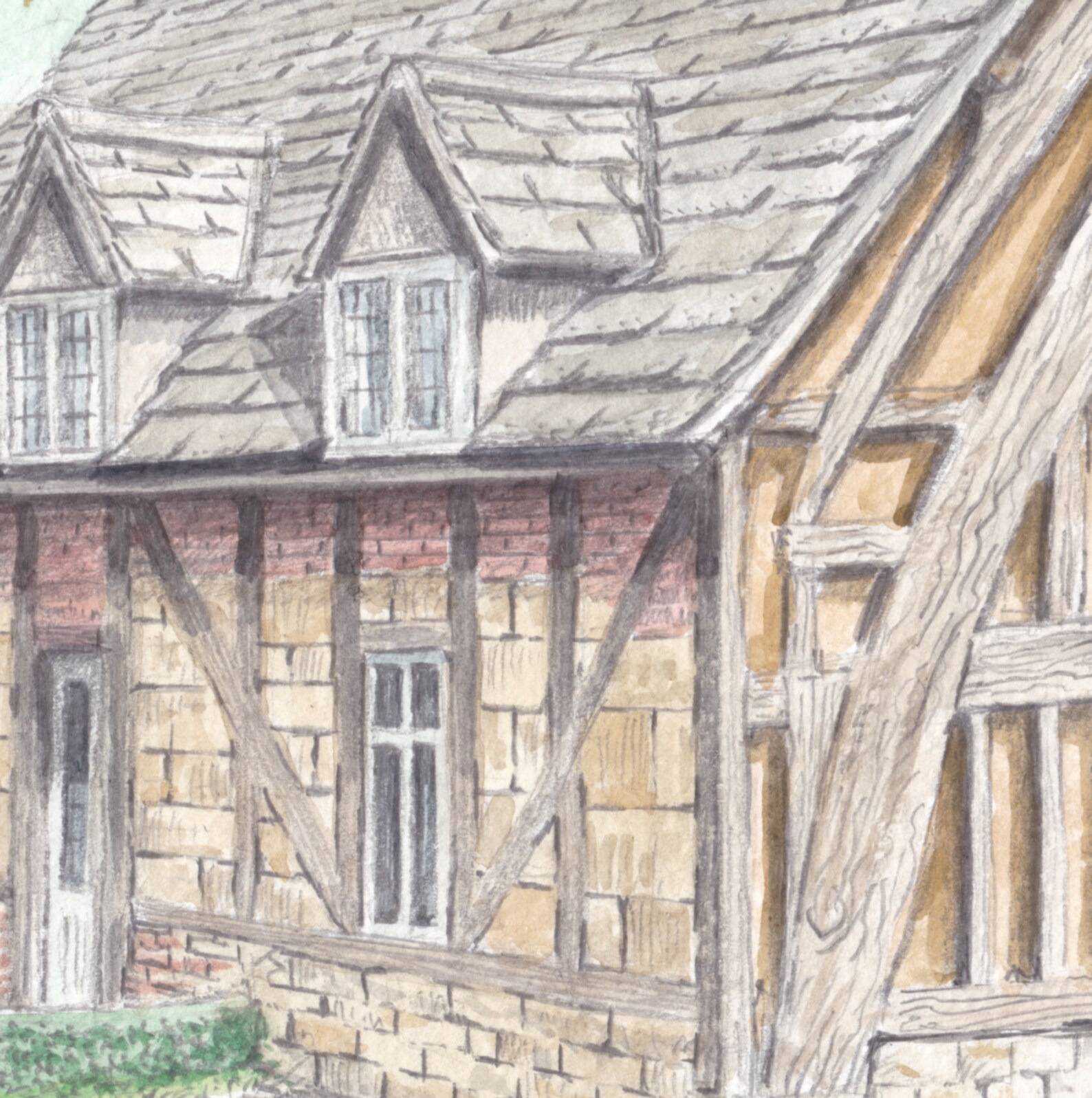 Didbrook, Gloucestershire, Cotswolds. ORIGINAL Pencil Drawing With ...