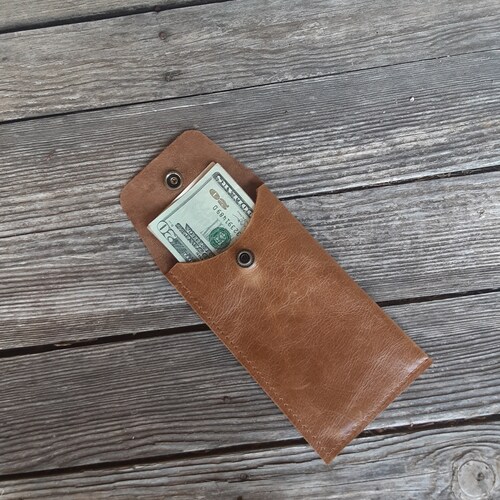 Leather Cash Envelope Wallet Long Wallet Petite Leather - Etsy