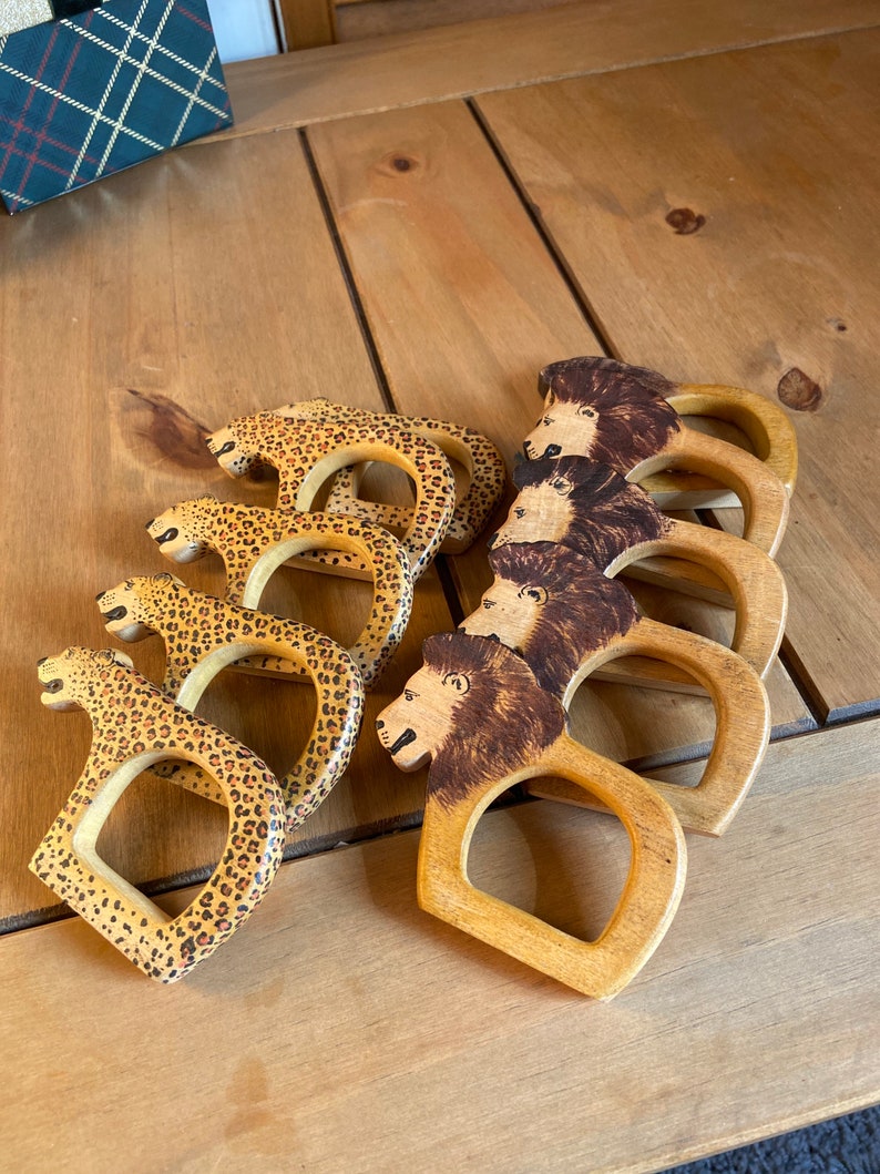 Vintage Wooden Hand Carved African Animal Napkin Rings Set of - Etsy UK