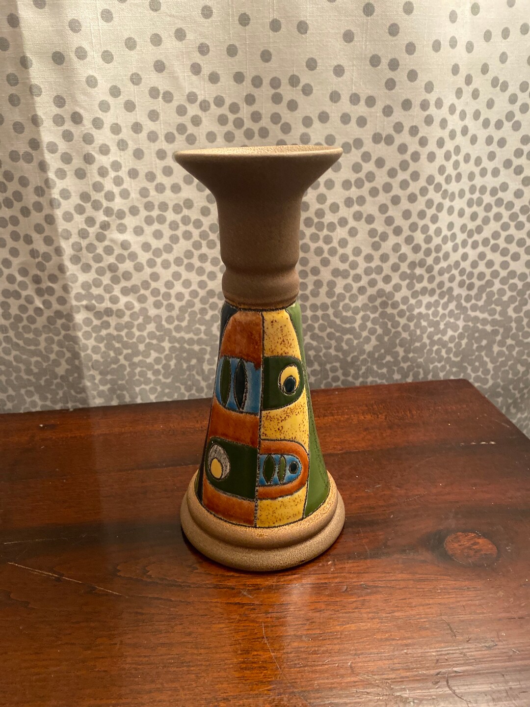 Vintage Artesa Candlestick Hand Painted Ceramic From Ecuador. - Etsy
