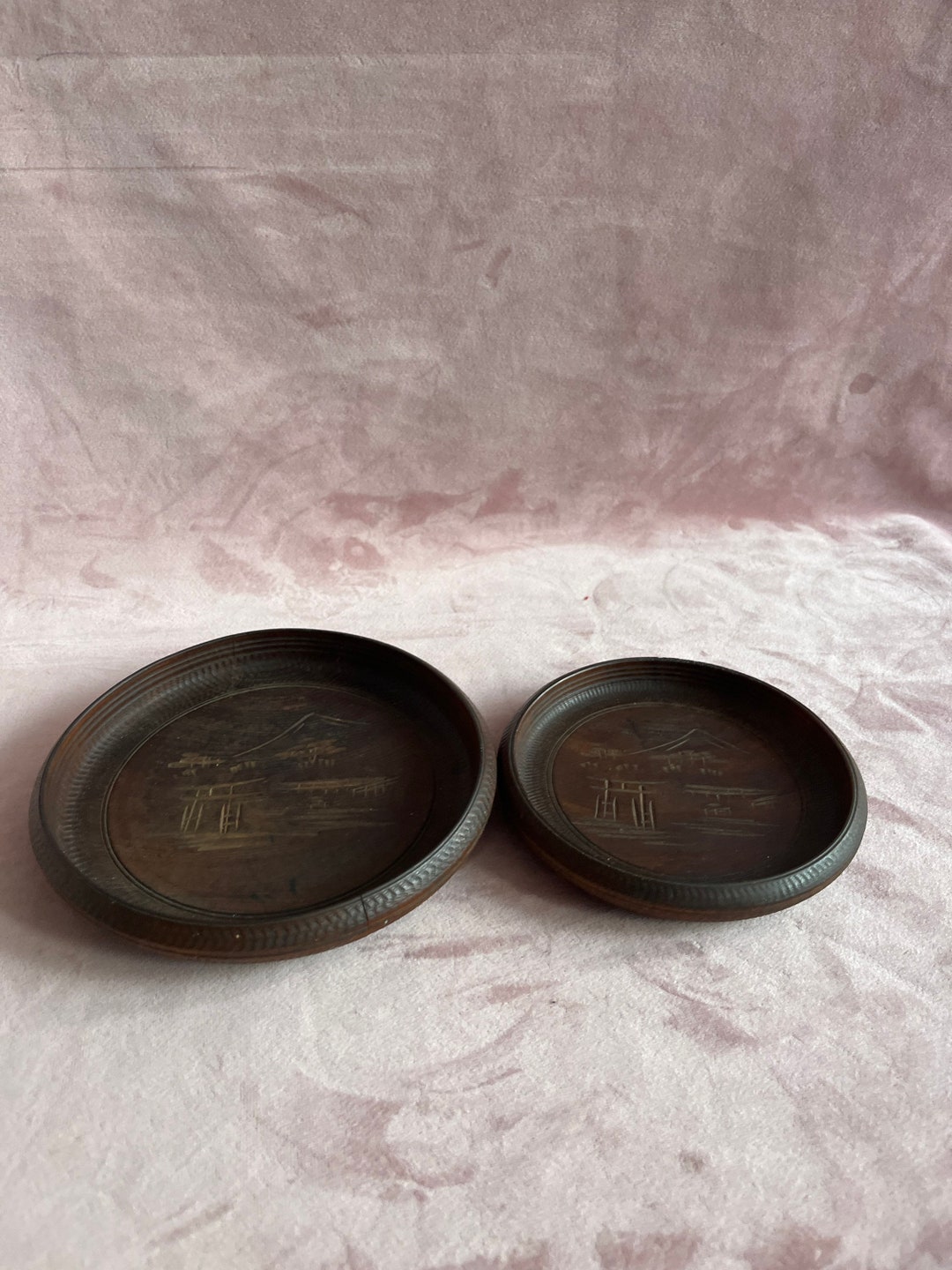 Vintage Beautiful Set of 2 Wooden Azjan Carved Plate. - Etsy