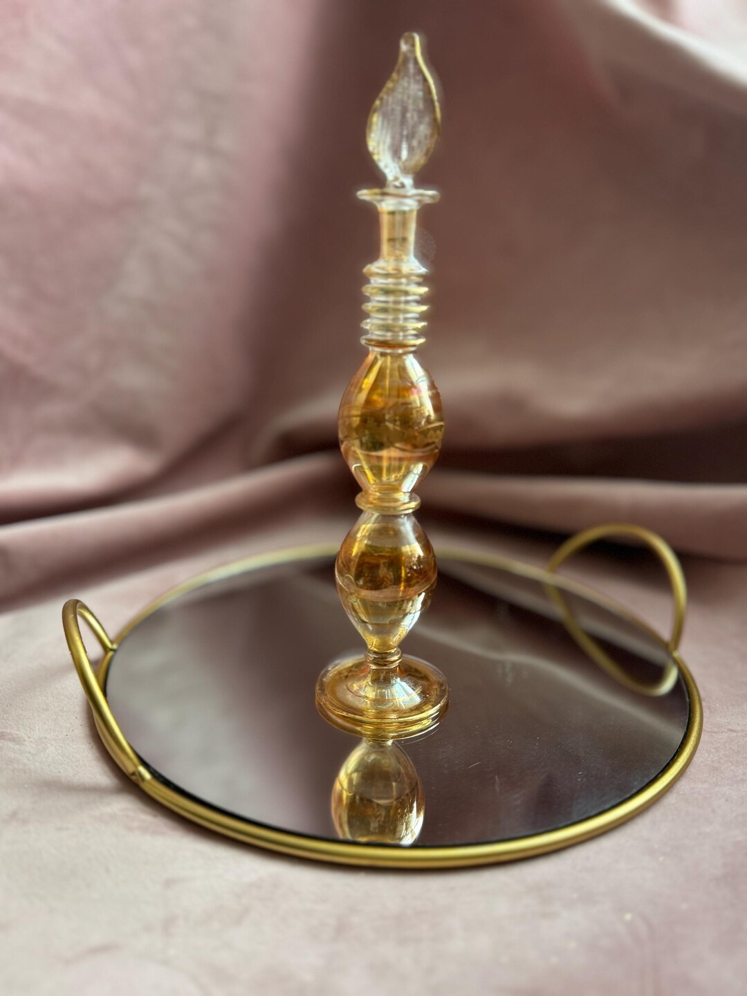 Vintage Crystal Perfume Bottle Honey Colour With Engraver. - Etsy