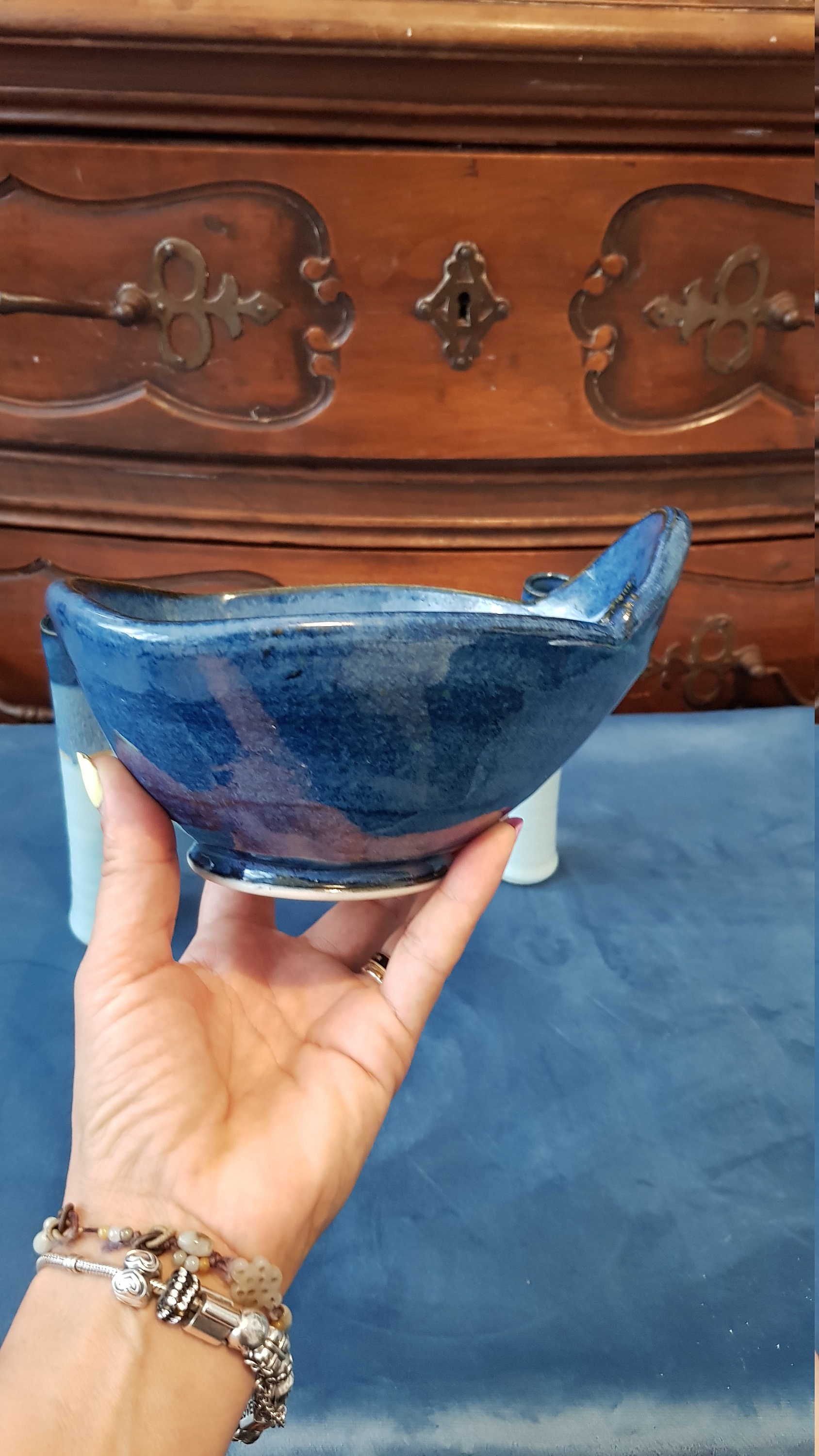 Geoffrey Healy Pottery Set of 3 Bowl and 2 Bottles.blue and - Etsy