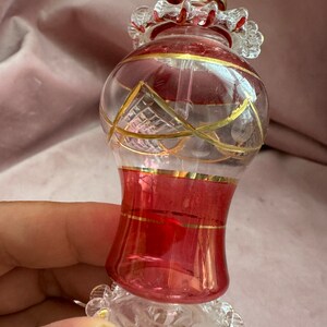 Vintage Egyptian Crystal Red Perfume Bottle With Gold Ornaments. - Etsy