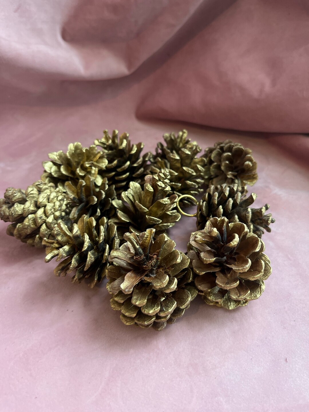 Unique Set of 12 Natural ,gold Pine Cones, Christmas Tree Decoration ...