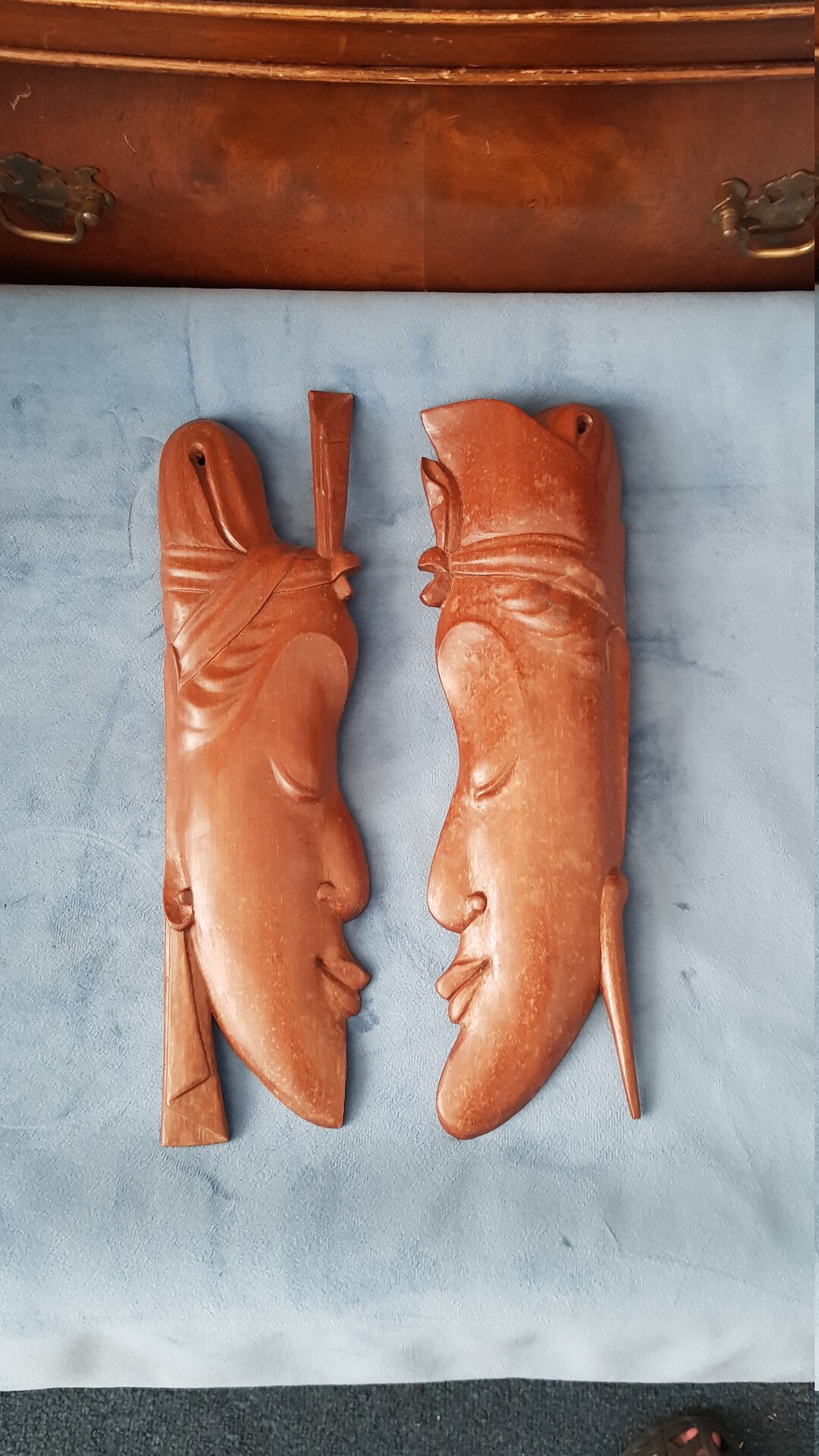 Vintage Wooden Sculpture Face Profile African Couple. - Etsy