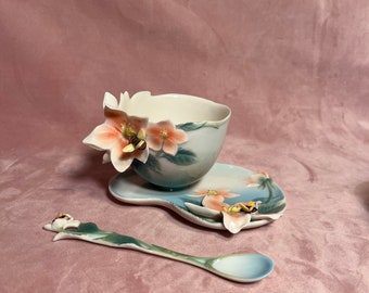 Franz Porcelain Bird of Paradise Design Tea Cup, Saucer and Teaspoon ...