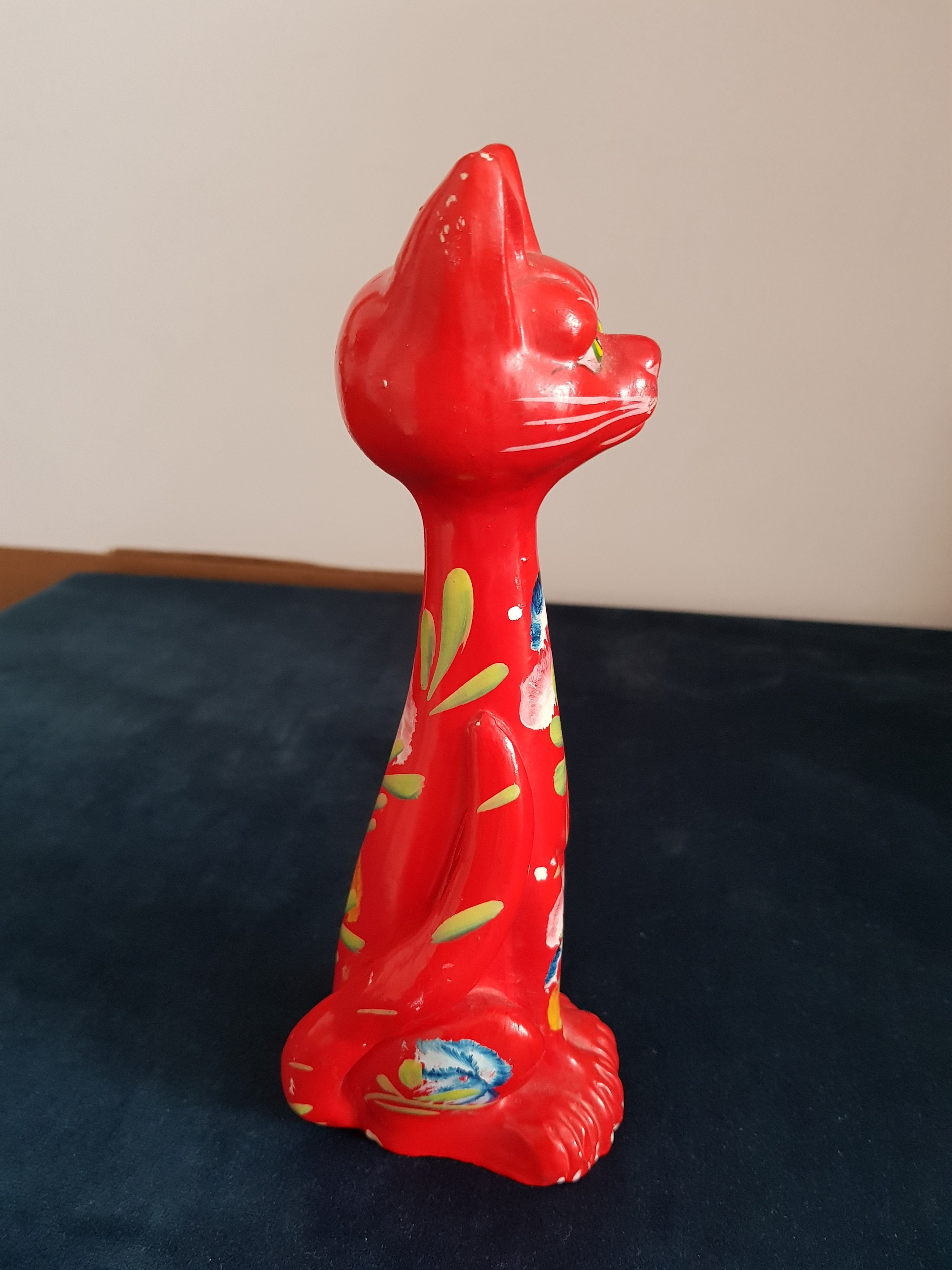 Vintage Mid Century Red Cat Ceramic Figurine. - Etsy