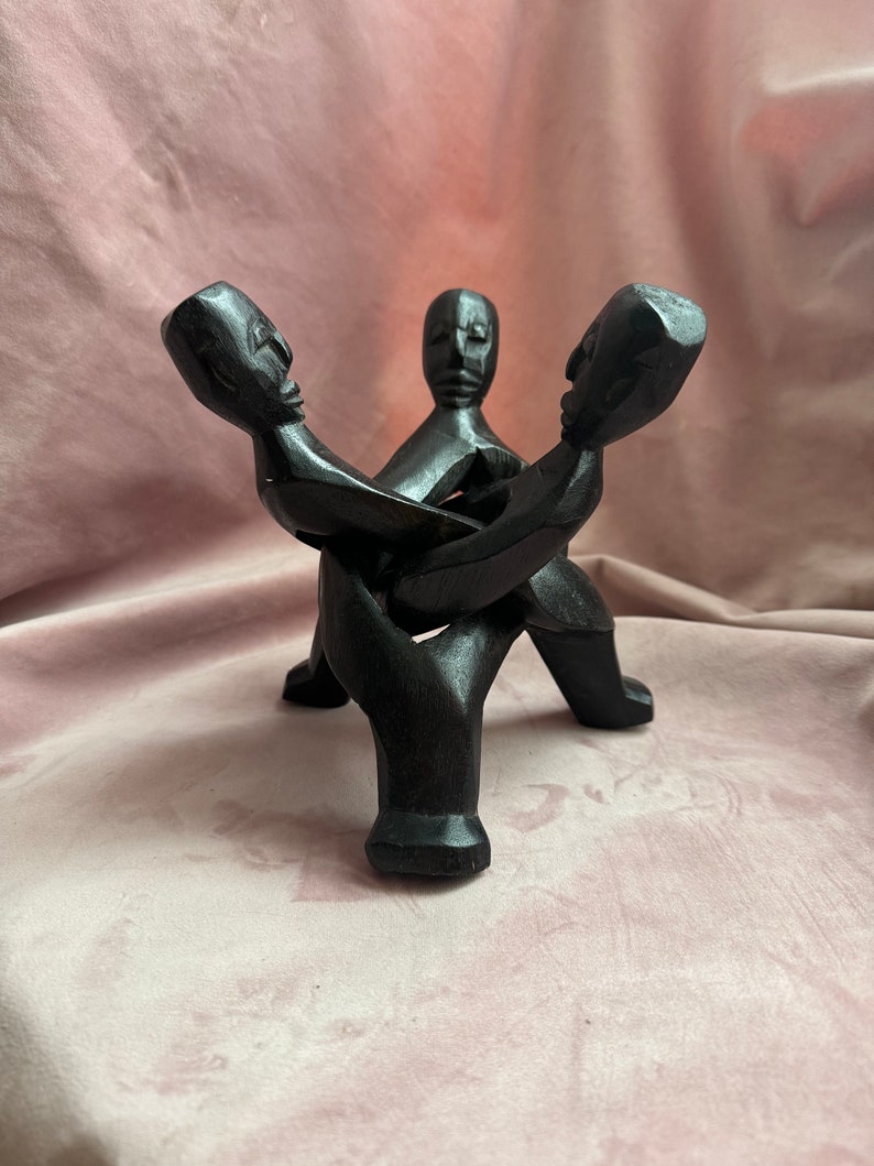 Vintage Tree-head Interlocking Unity Wood Carving.african Statuette - Etsy