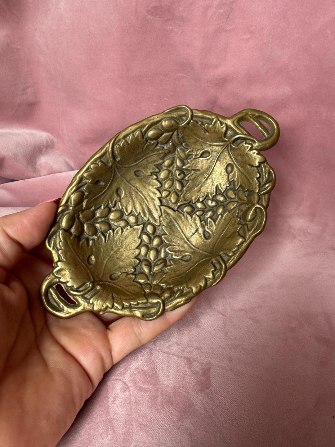 Vintage 70’ Small Brass Plate With 3D Vine Leaves ,soap Dish. - Etsy