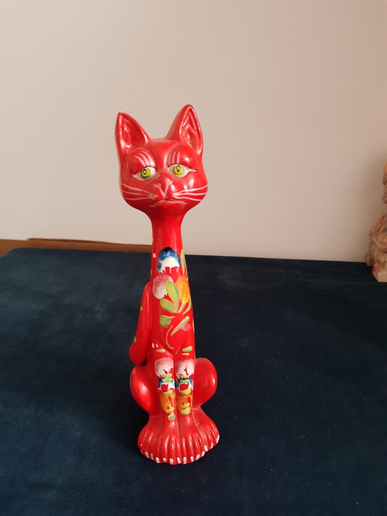 Vintage Mid Century Red Cat Ceramic Figurine. - Etsy