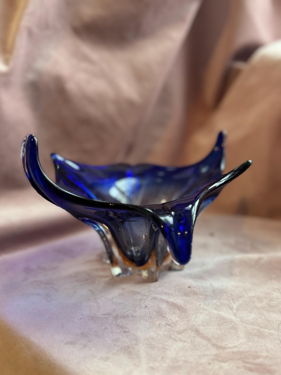 Vintage Hand Made Murano Freeform Glass Centrepiece Cobalt Bowl. - Etsy