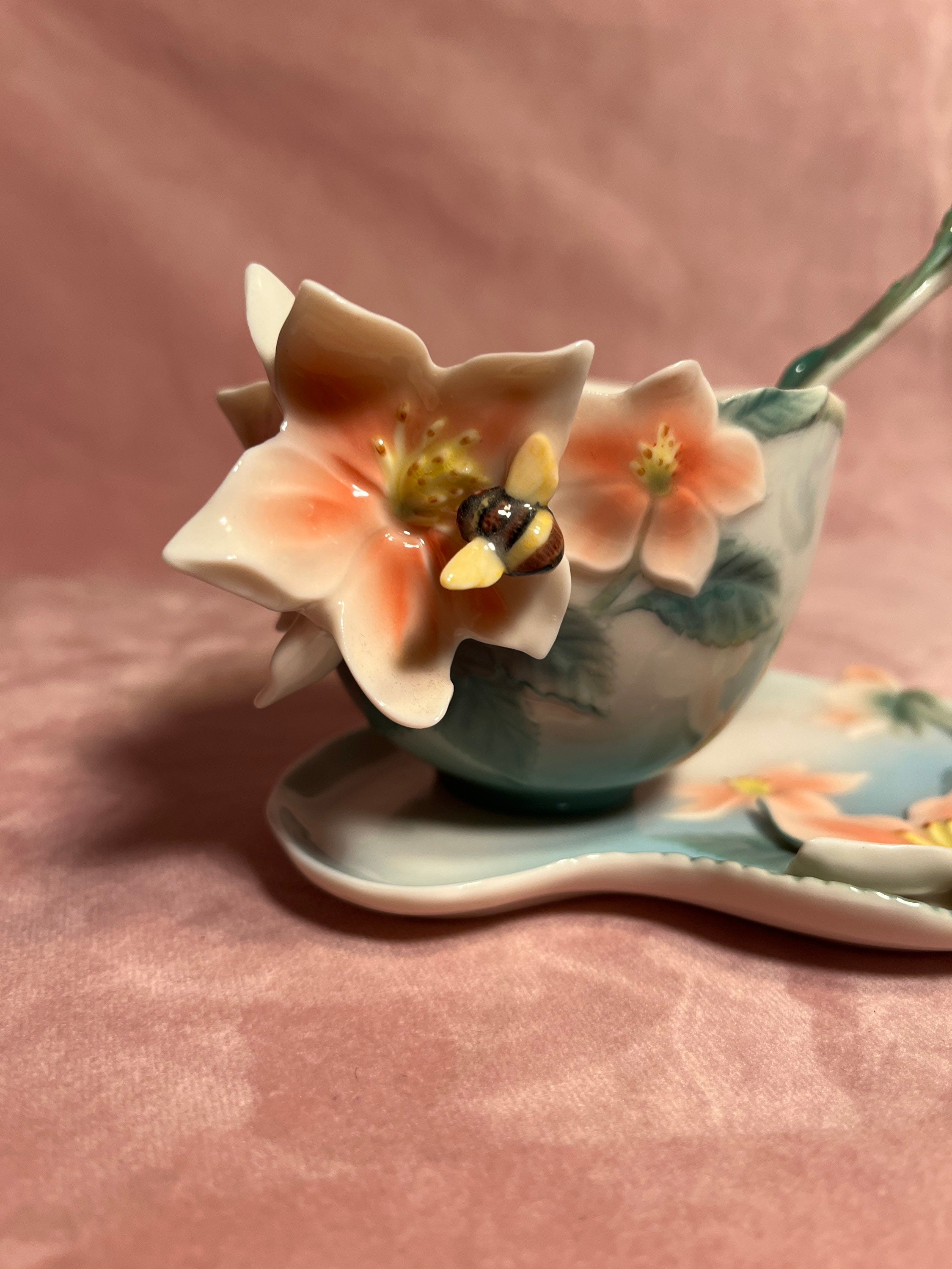 Beautiful Franz Porcelain Bee Design Cupsaucer and Spoon | Etsy