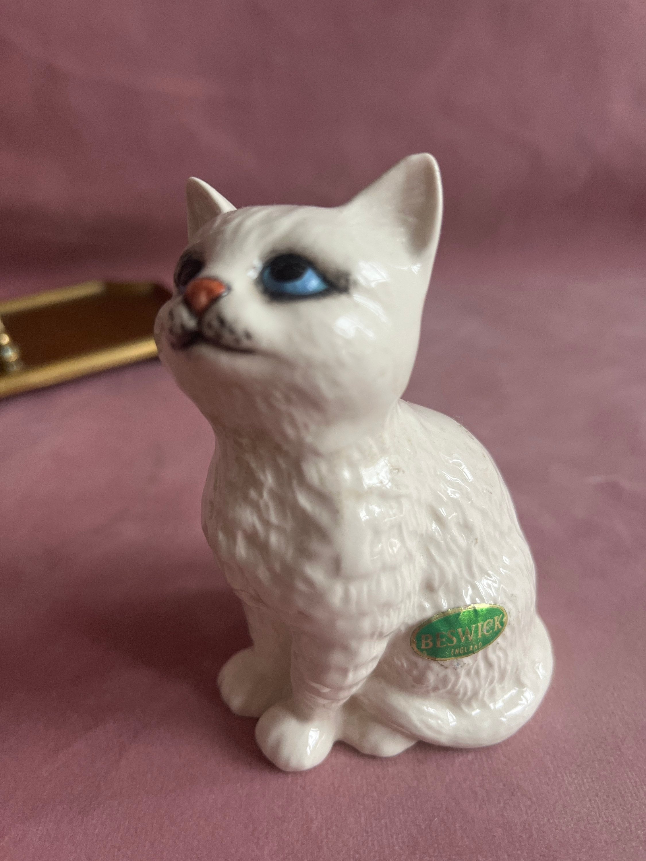 Vintage Beswick Porcelain White Cat Figurine With Tag. - Etsy
