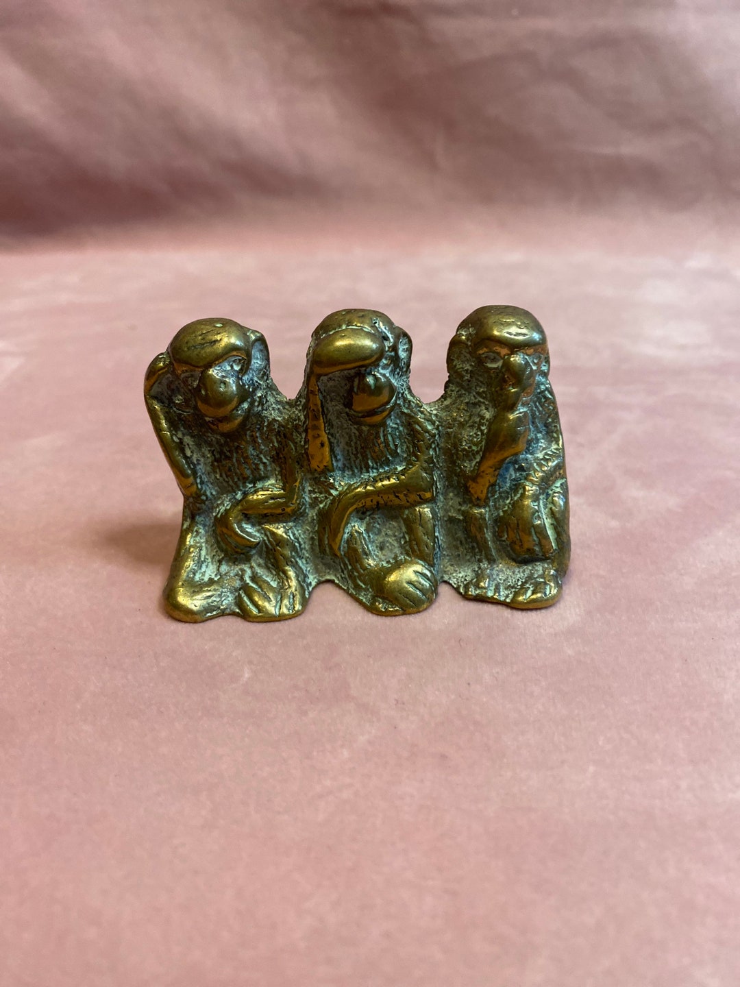 Vintage Small Brass Tree Monkey. - Etsy