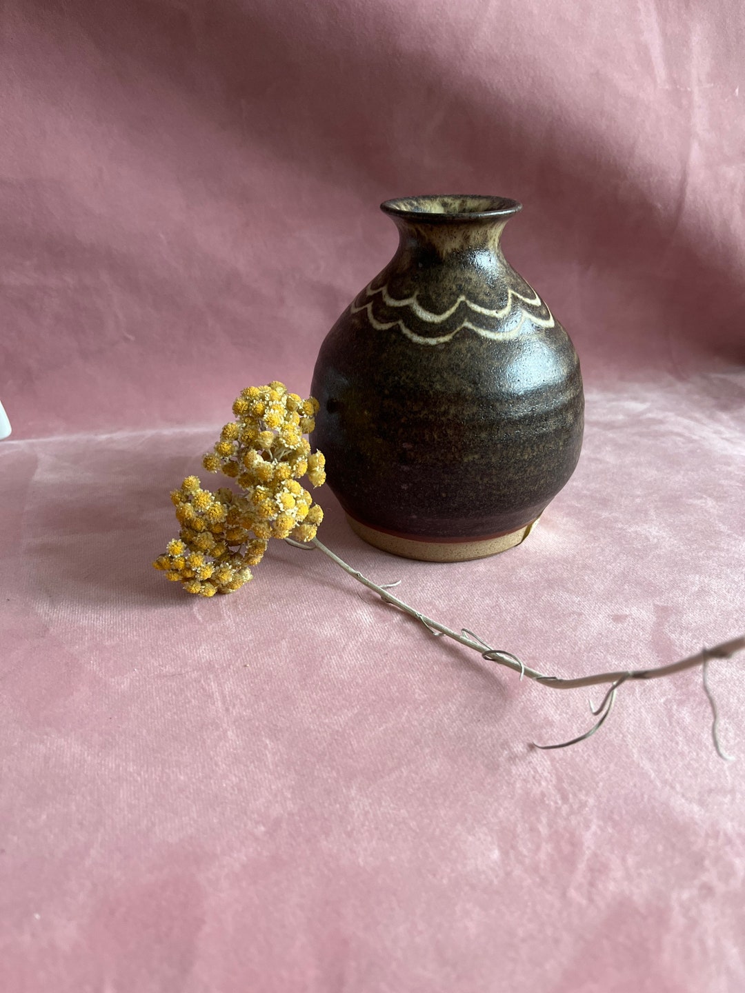 Vintage Small Brown Vase Pottery by June Mullarkey. - Etsy UK
