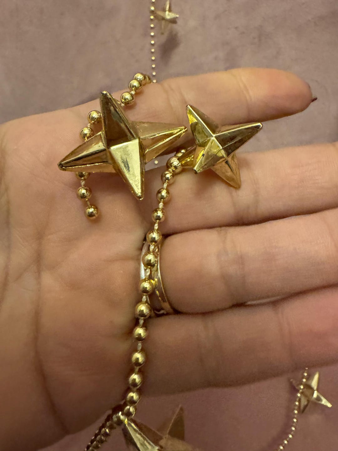 Vintage Gold Stars Garland Christmas Decor. Xmas Tree Decoration. - Etsy