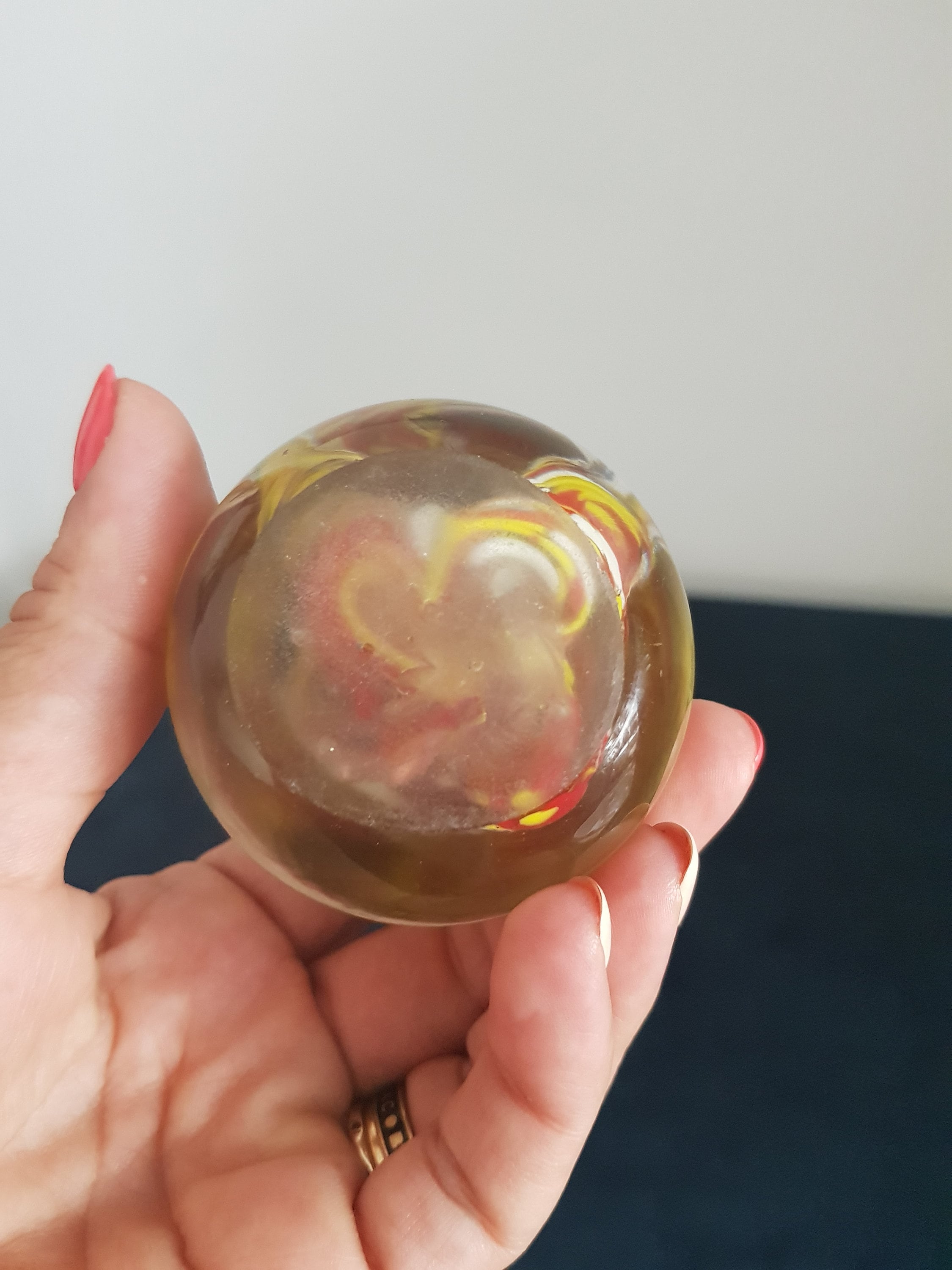 Vintage Glass Paperweight With Colourful Swirly Inside. - Etsy