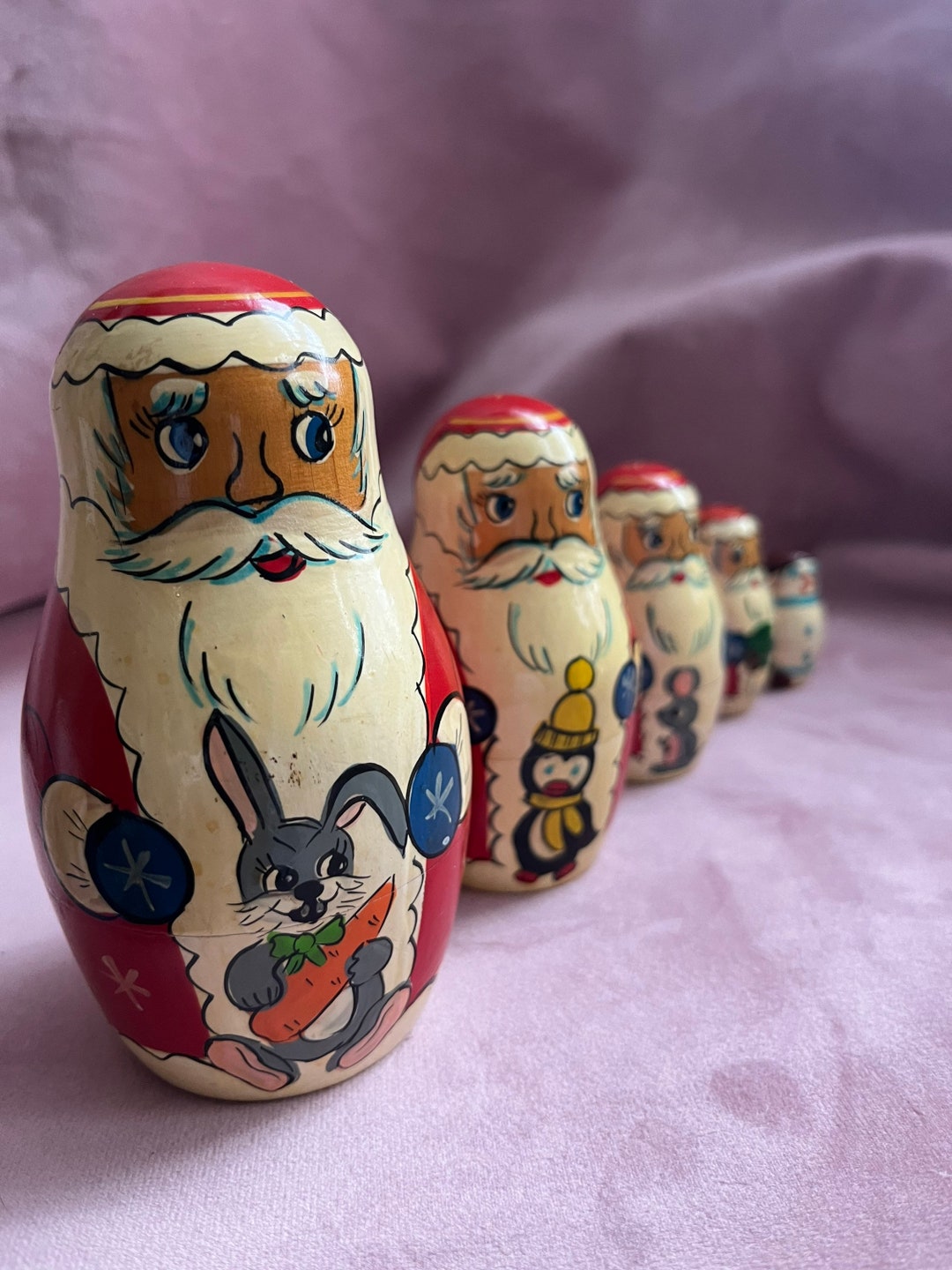 Vintage Unique Matryoshka Santa Claus,hand Painted Dolls.christmas 5 ...