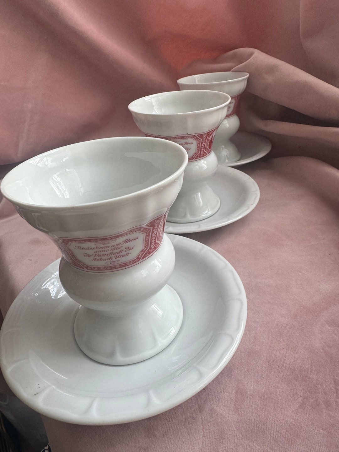 Vintage Large Rudesheimer Coffee Cup Set of 3,heinrich Porcelain ...