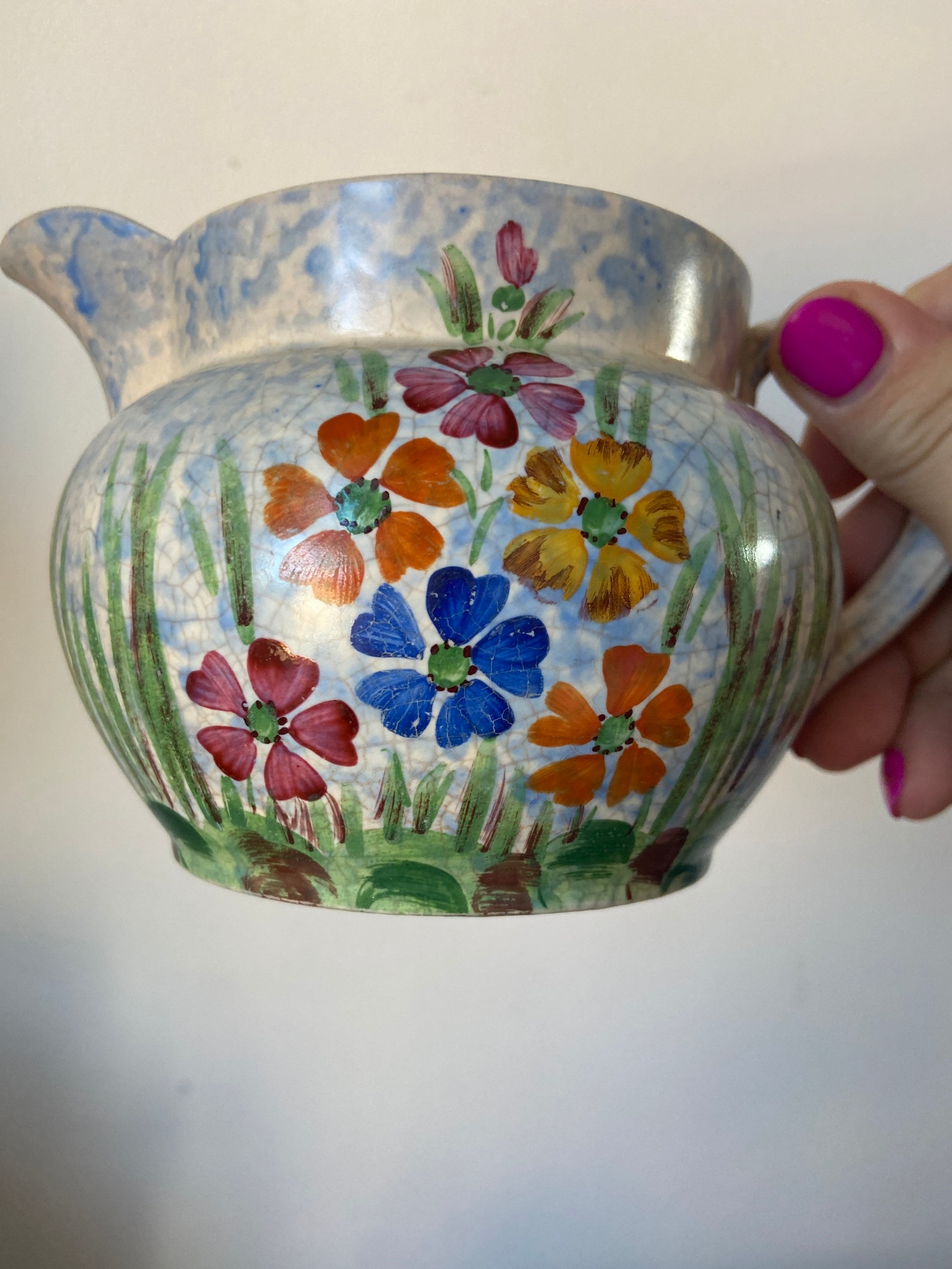 Vintage Beautiful Jug Hand Painted With Flowers. Milk Pitcher Made in ...