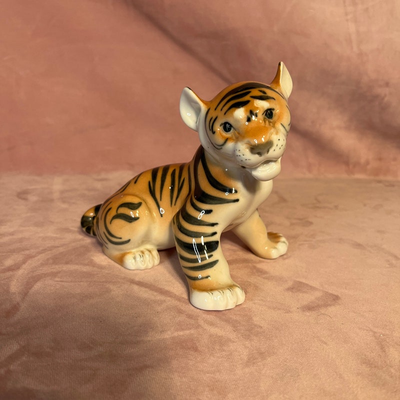 Porcelain Tiger Figurine - Etsy