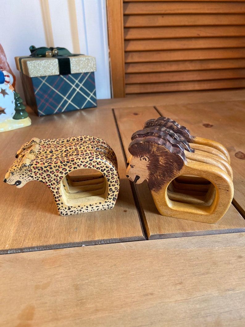 Vintage Wooden Hand Carved African Animal Napkin Rings Set of - Etsy UK