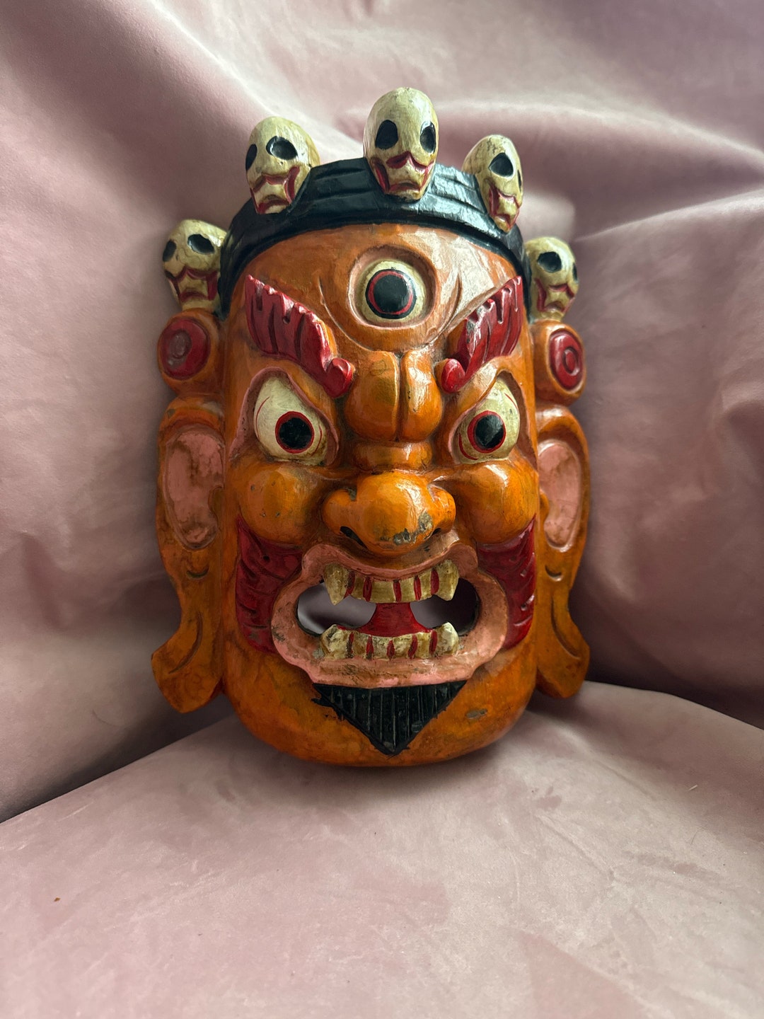 Vintage Carved Tibetan Mahakala Wooden Mask,wall Decor,skulls. - Etsy