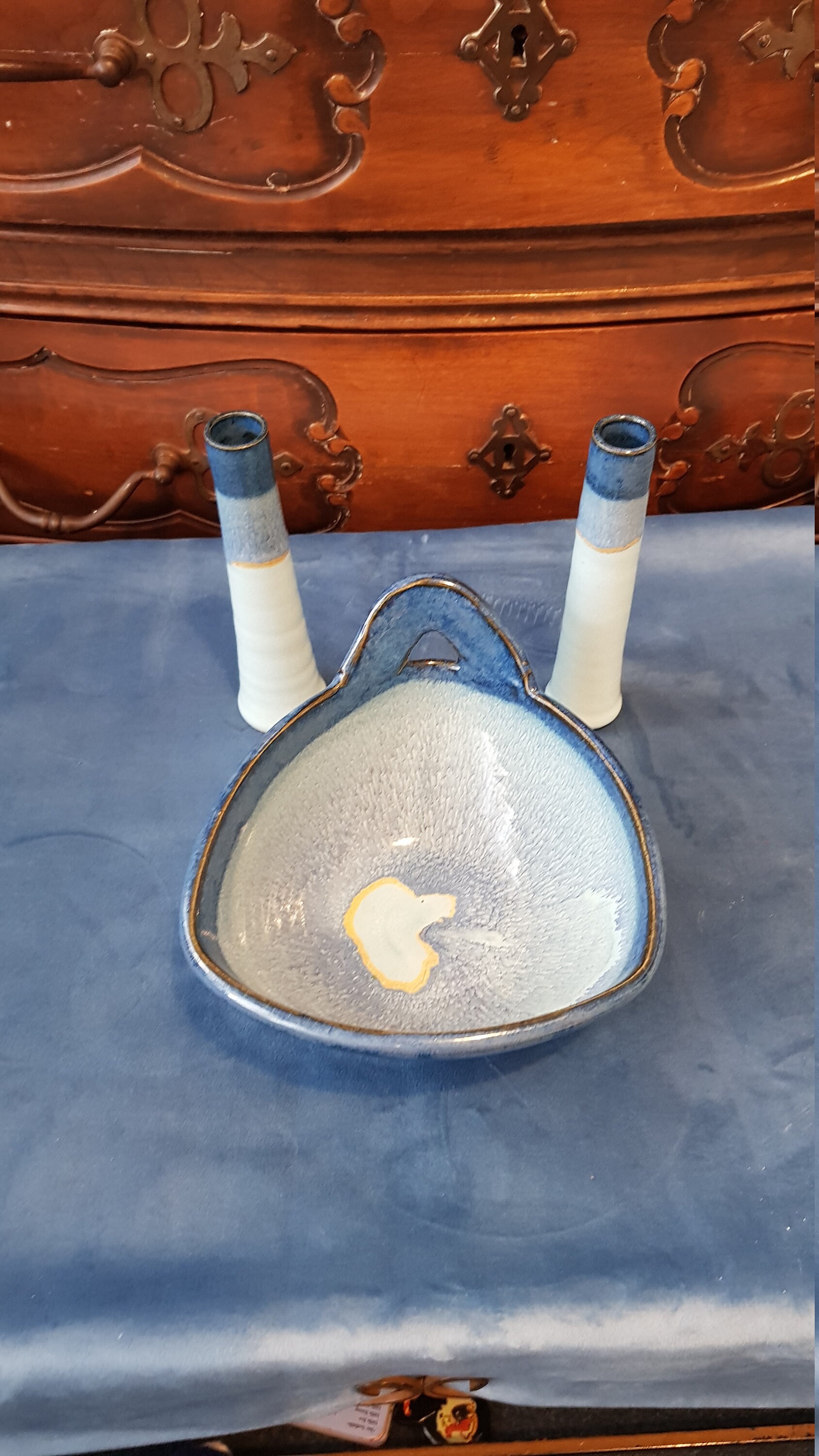 Geoffrey Healy Pottery Set of 3 Bowl and 2 Bottles.blue and - Etsy