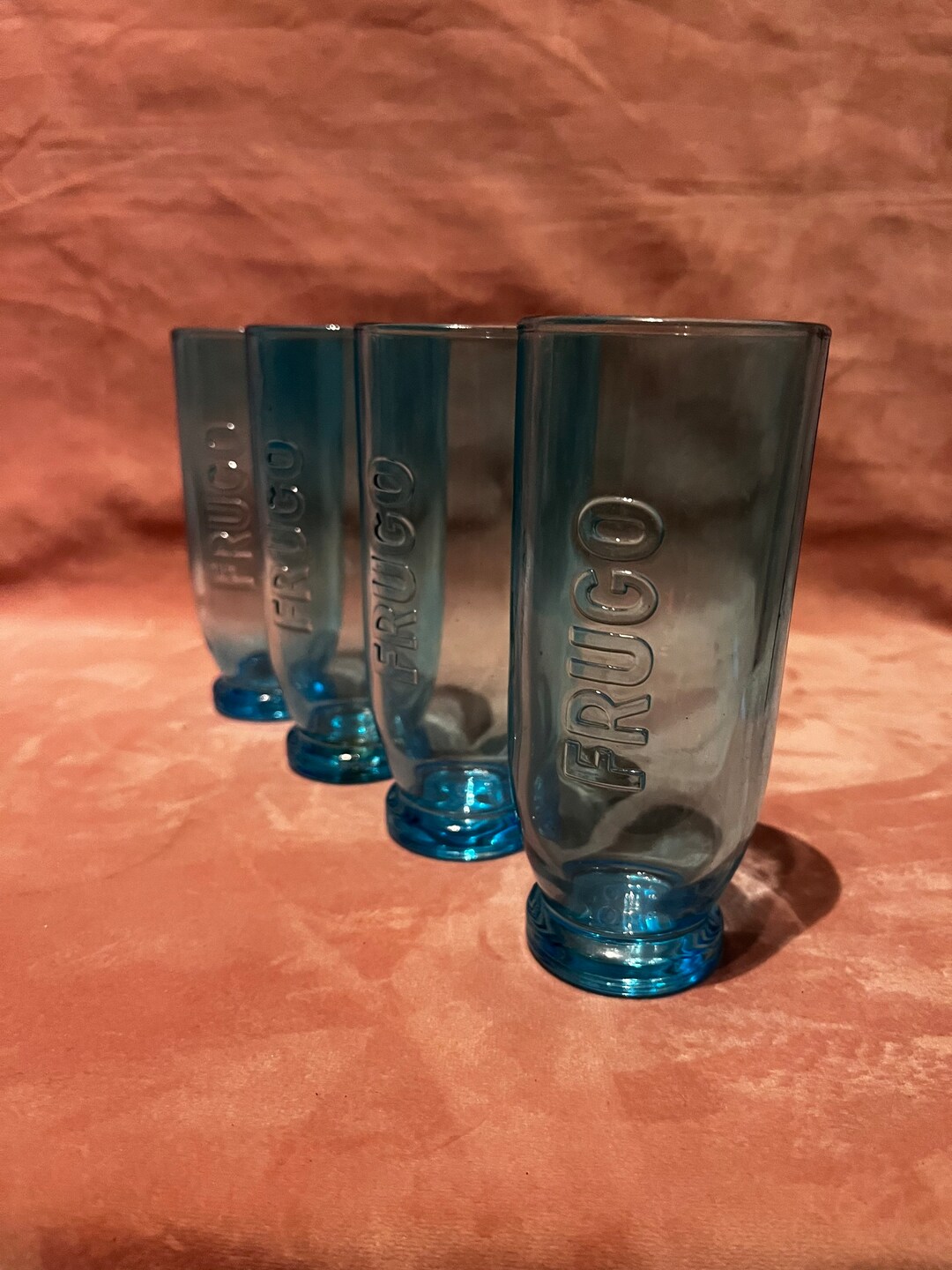 Vintage Set of 4 Blue Glass for Soft Drinks Frugo. - Etsy