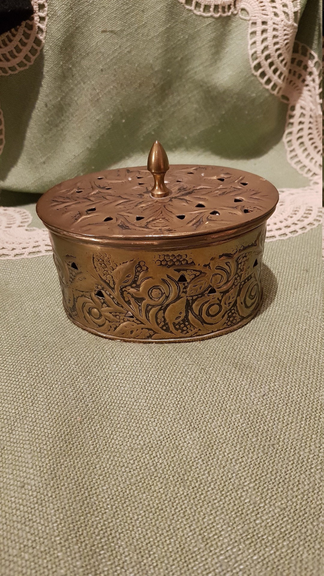 Vintage Oval a Brass Container With Lid. - Etsy UK