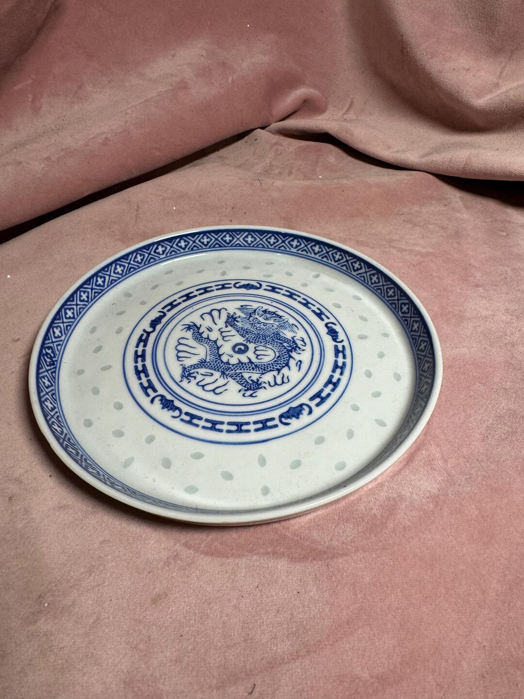 Vintage Chinese Blue & White Rice Grain Design Tea Plate. - Etsy